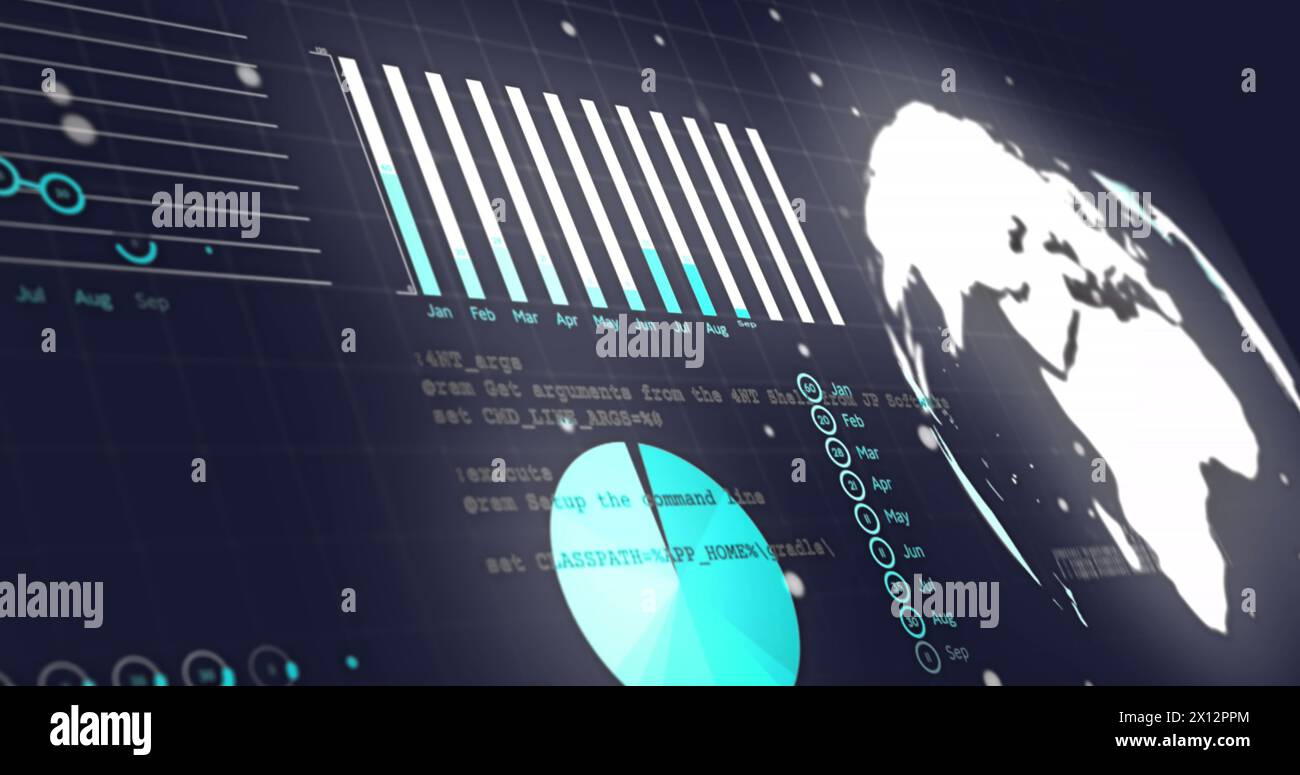 Image of interface with statistical data processing against grey background Stock Photo - Alamy