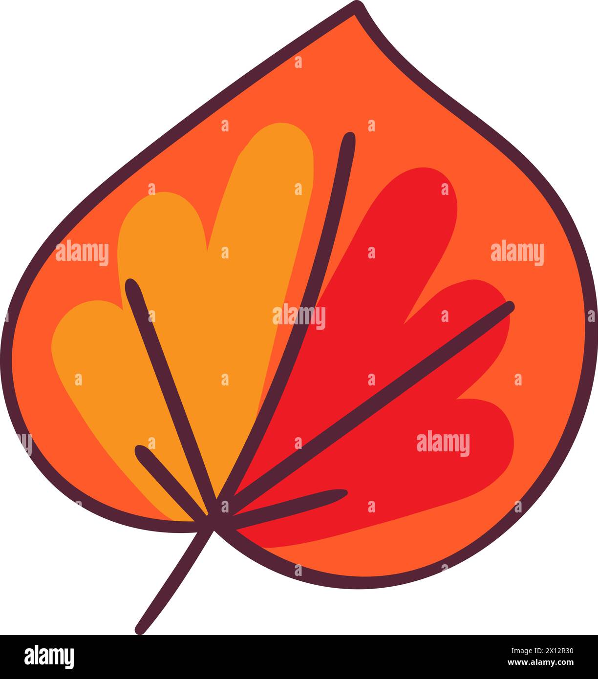 Autumn Aspen tree leaf, foliage stroked illustration. Tree leaf ...