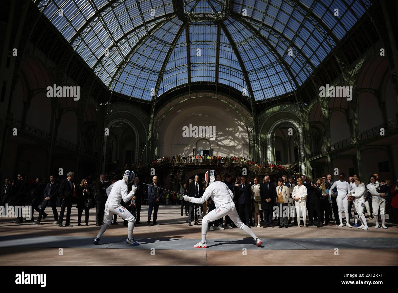 French President Emmanuel Macron attends a demonstration by the French ...