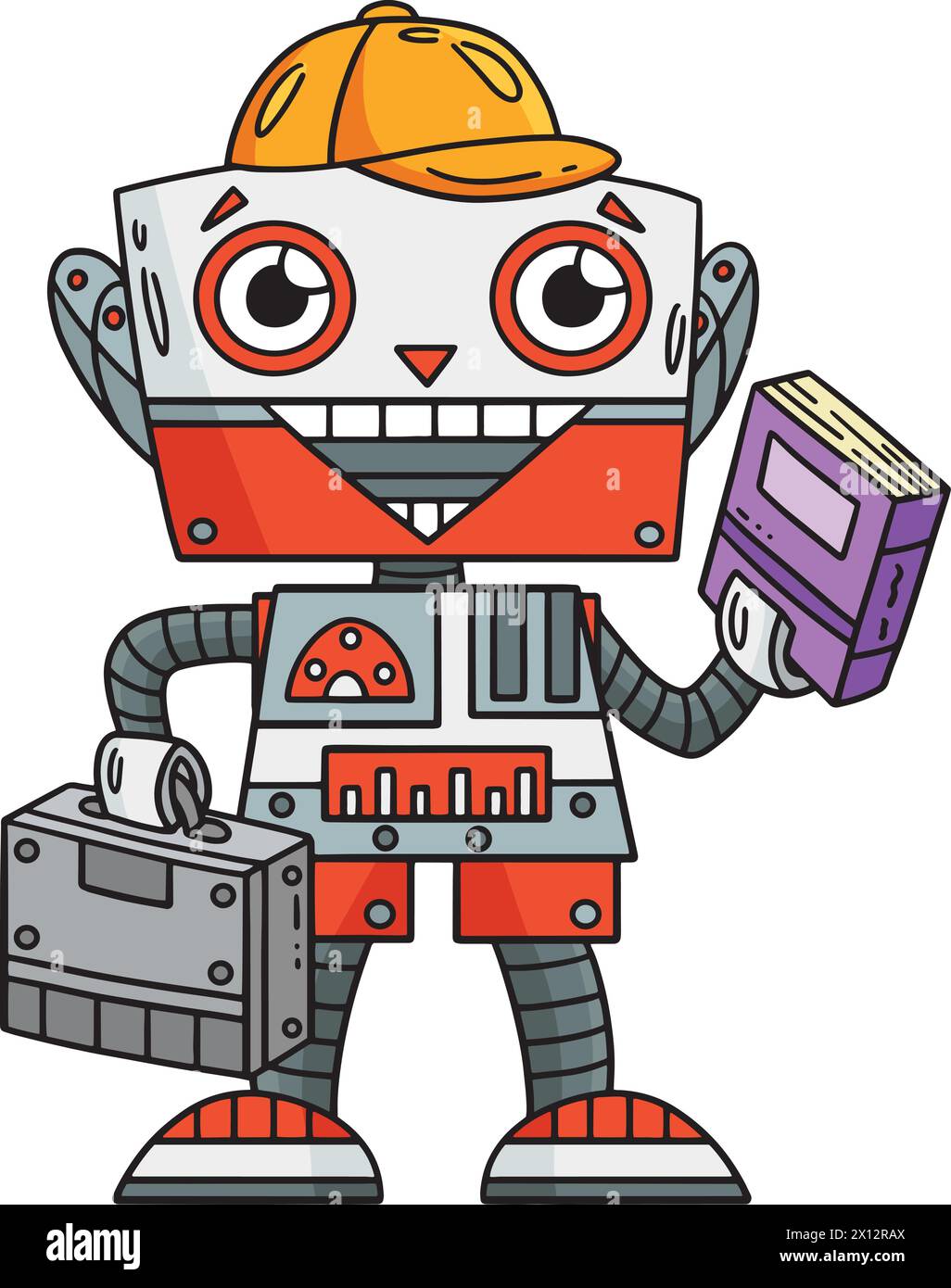 Robot Going to School Cartoon Colored Clipart Stock Vector Image & Art ...