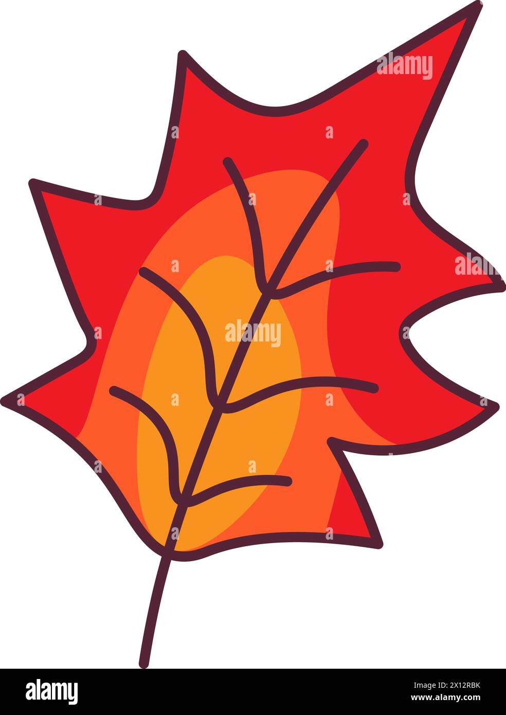 Autumn Dried maple tree leaf foliage stroked illustration. Tree leaf ...
