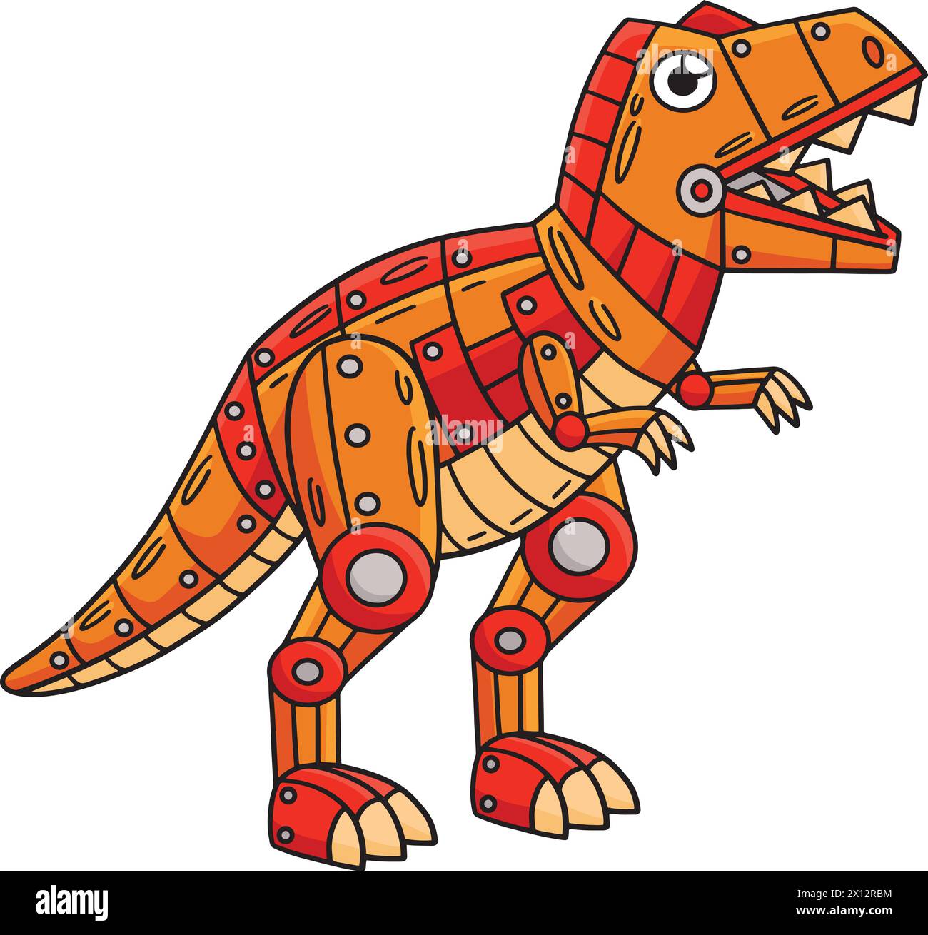 Robot T Rex Cartoon Colored Clipart Illustration Stock Vector Image ...