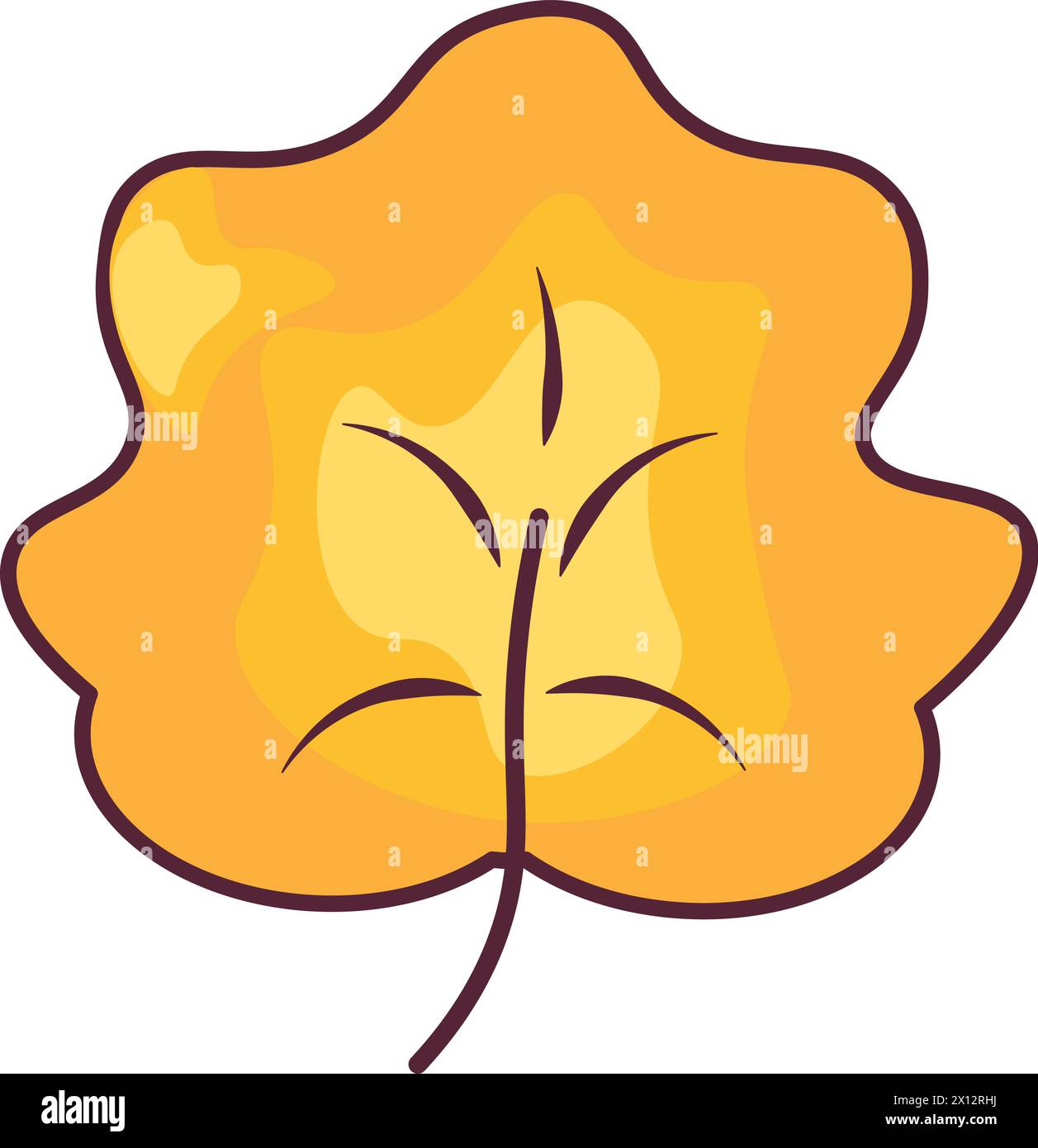 Autumn Tree leaf contour, foliage stroked illustration. Tree leaf ...