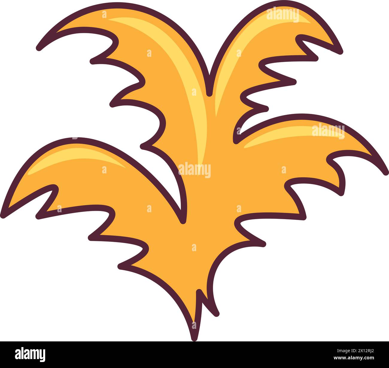 Autumn bush leaf foliage stroked illustration. Tree leaf, herbarium ...