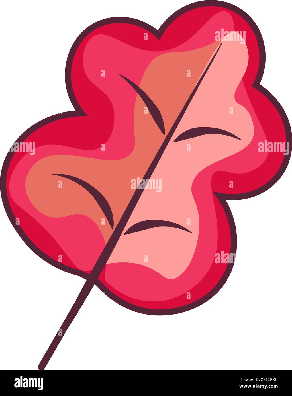 Autumn Dry red tree leaf foliage stroked illustration. Tree leaf ...