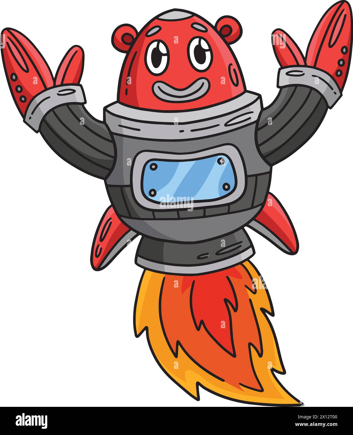 Robot with Rocket Booster Cartoon Colored Clipart Stock Vector Image ...
