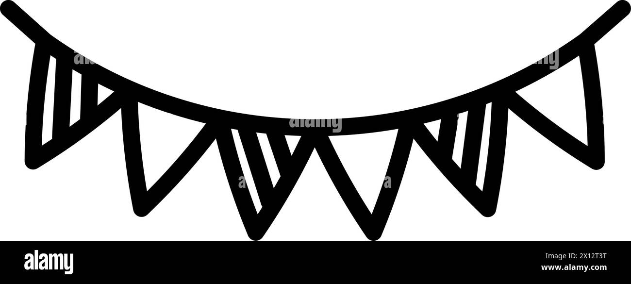 Garland on string of flags, birthday party symbol. Outline of festive ...