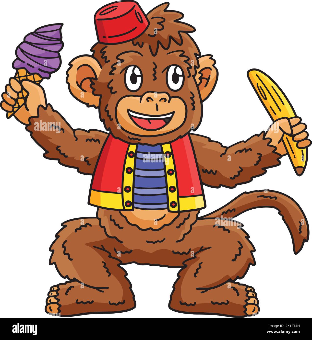 Circus Monkey Cartoon Colored Clipart Illustration Stock Vector Image ...