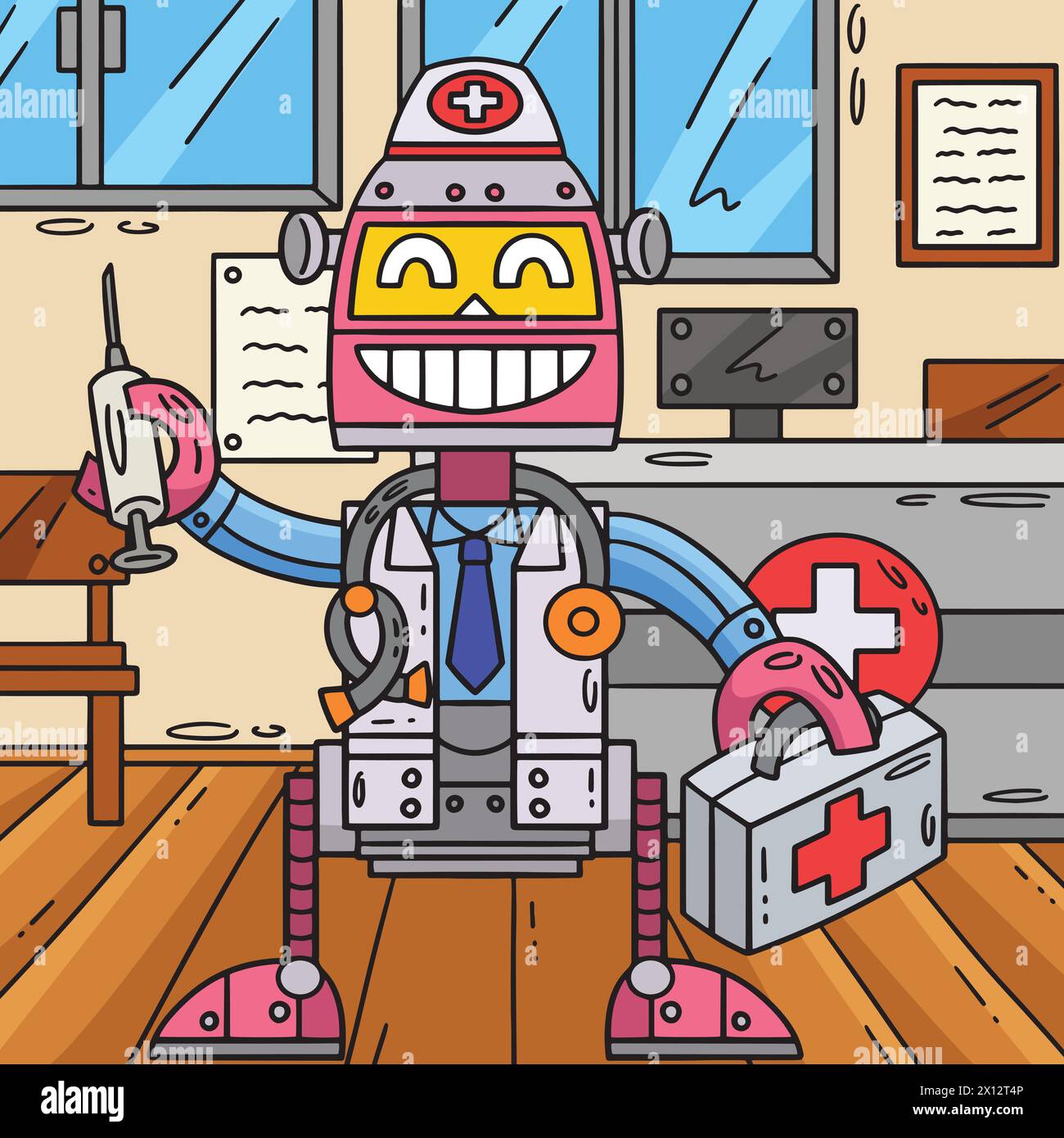 Robot Doctor Colored Cartoon Illustration Stock Vector Image & Art - Alamy
