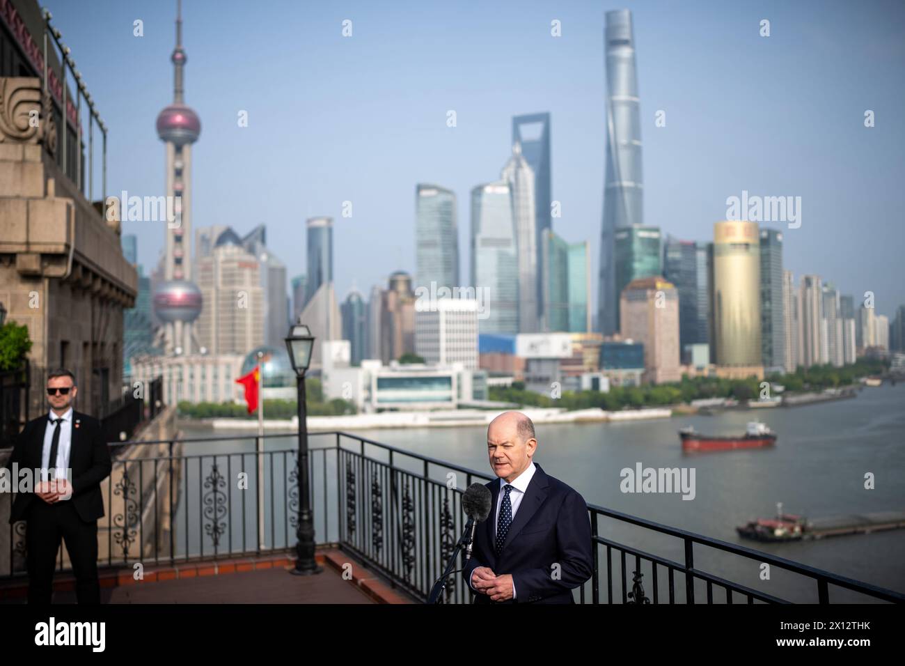15 April 2024, China, Shanghai: Federal Chancellor Olaf Scholz (SPD ...