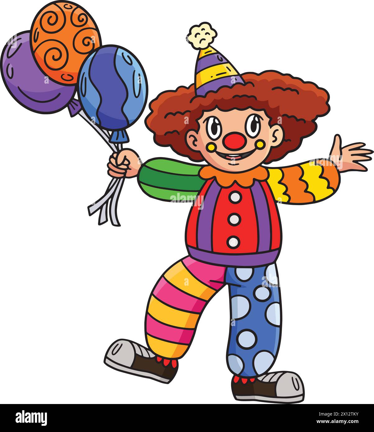 Circus Clown Holding Balloon Cartoon Clipart Stock Vector Image & Art ...