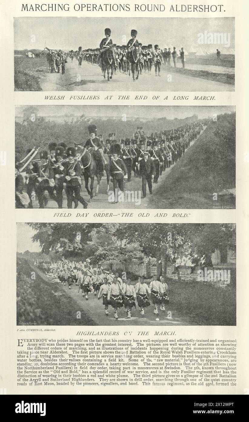 Vintage picture, British army soldiers on exercise around Aldershot ...