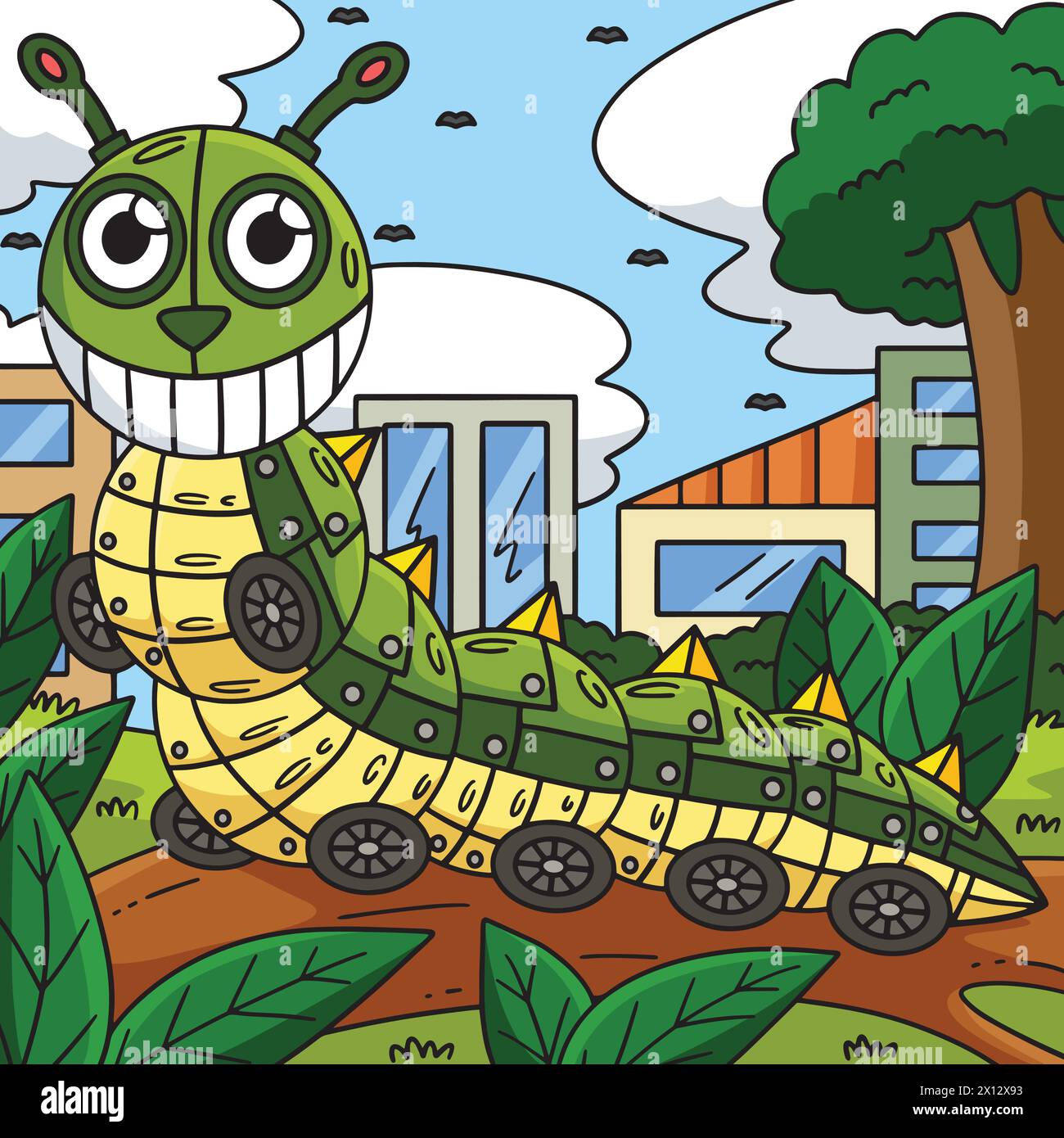 Robot Caterpillar Colored Cartoon Illustration Stock Vector Image & Art ...