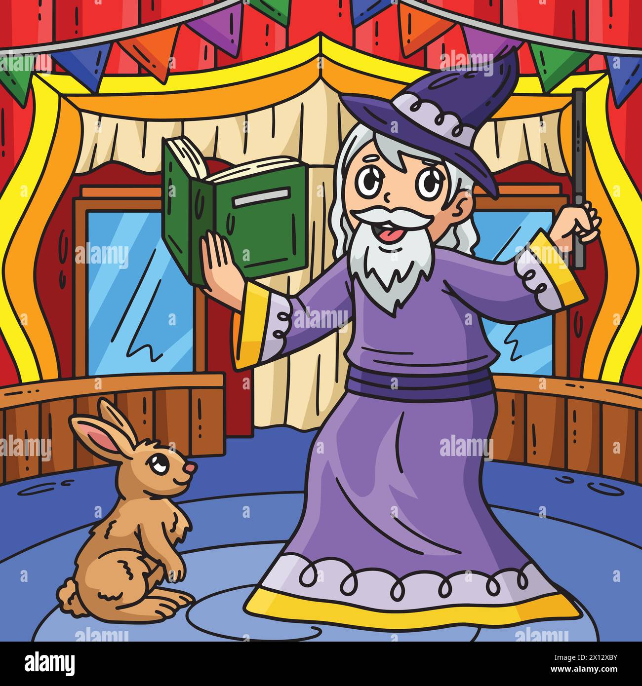 Circus Wizard with Rabbit Colored Cartoon Stock Vector Image & Art - Alamy