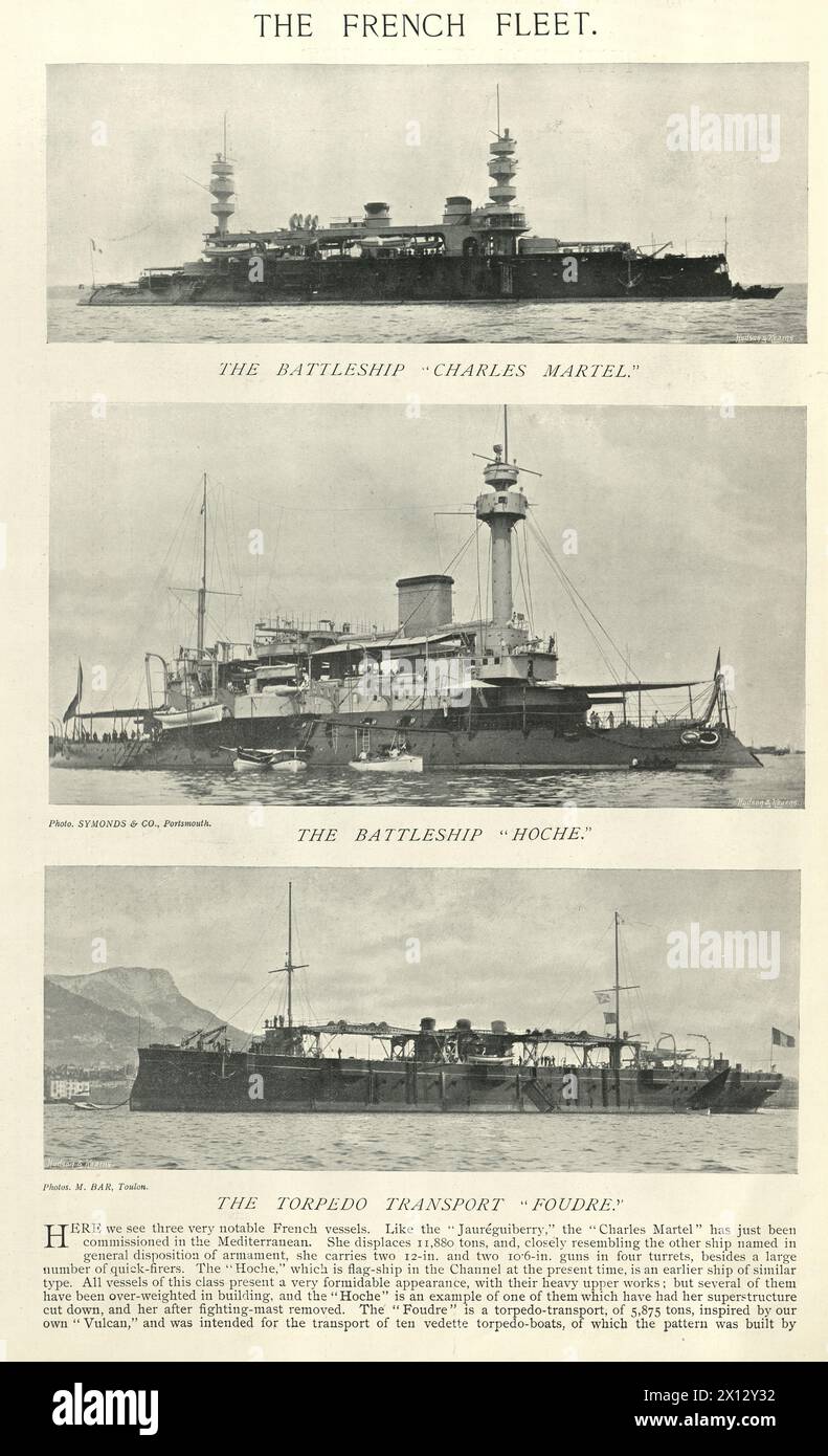 Vintage picture of French Navy Warships, ABattleships, Charles Martel ...