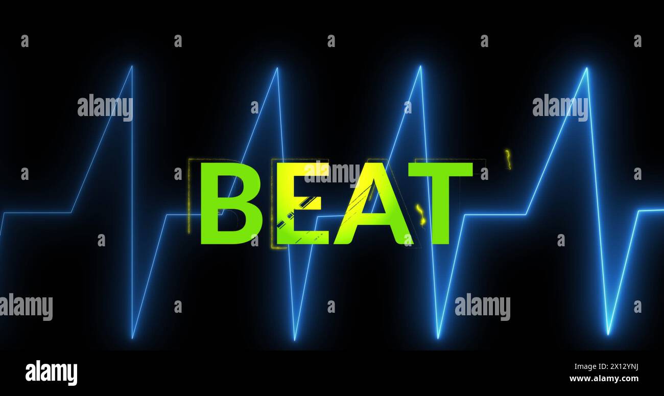 Image of beat text on black background with heart rate Stock Photo - Alamy