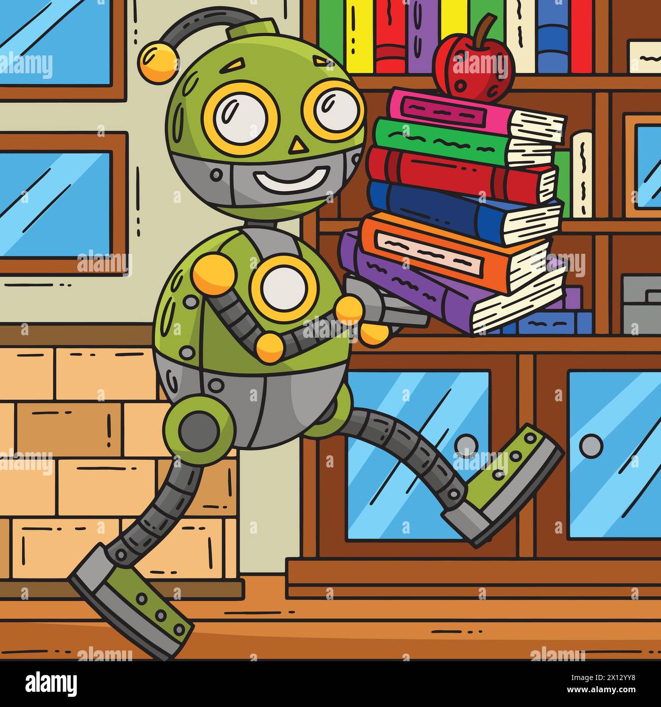 Robot Carrying Books Colored Cartoon Stock Vector Image & Art - Alamy