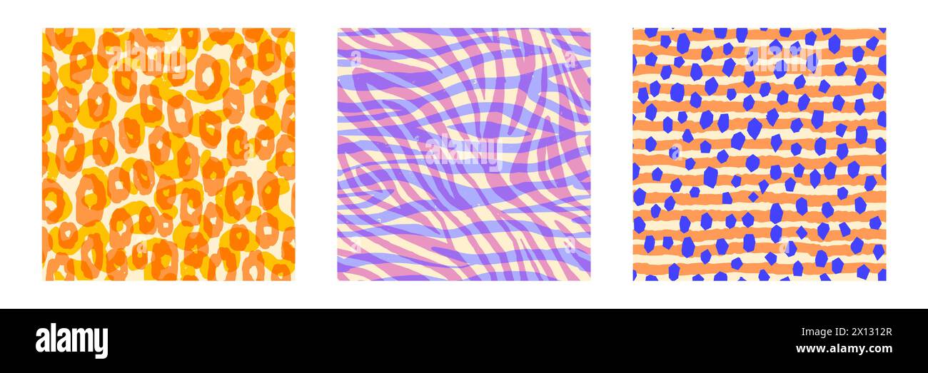 Abstract animal patterns. Seamless print of leopard tiger zebra giraffe ...