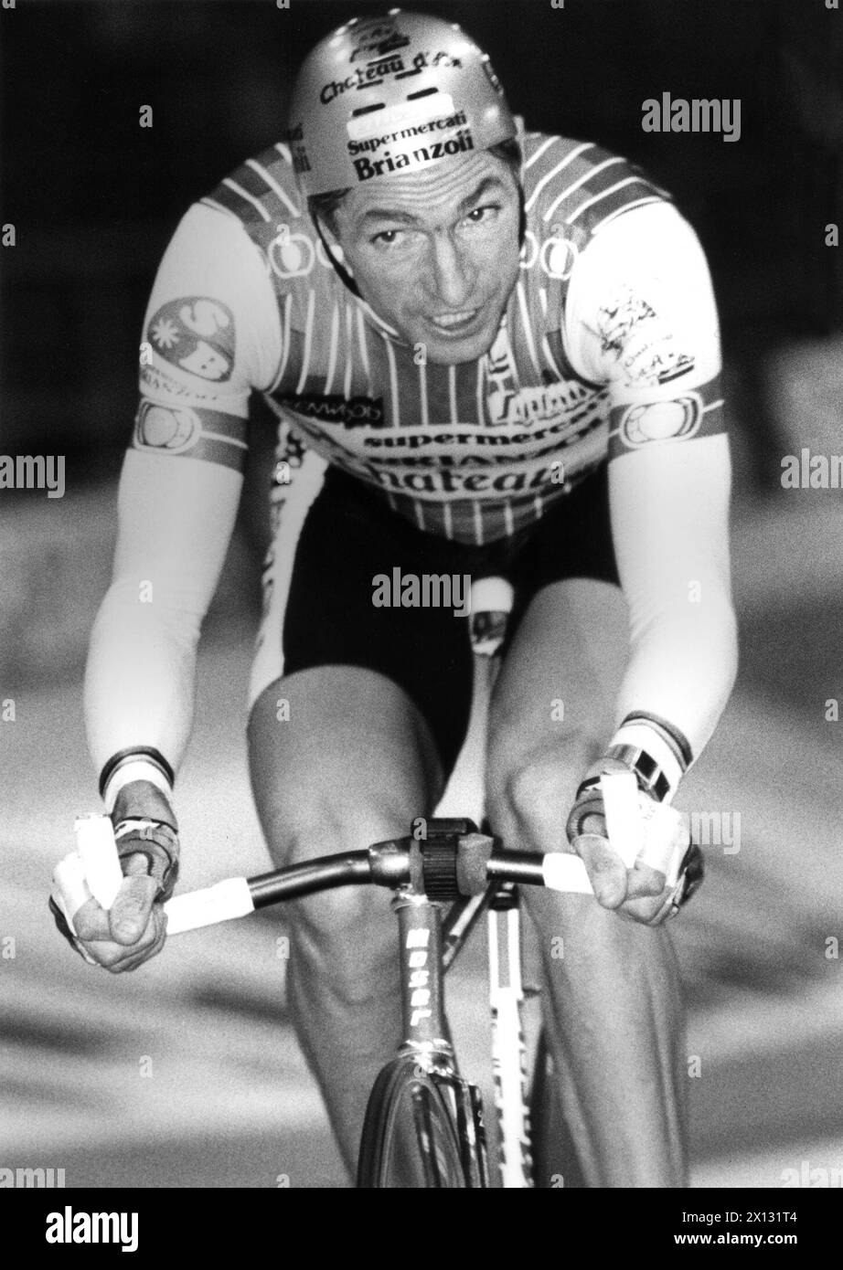 The photo was taken on October 14th 1987 and shows the cyclist ...