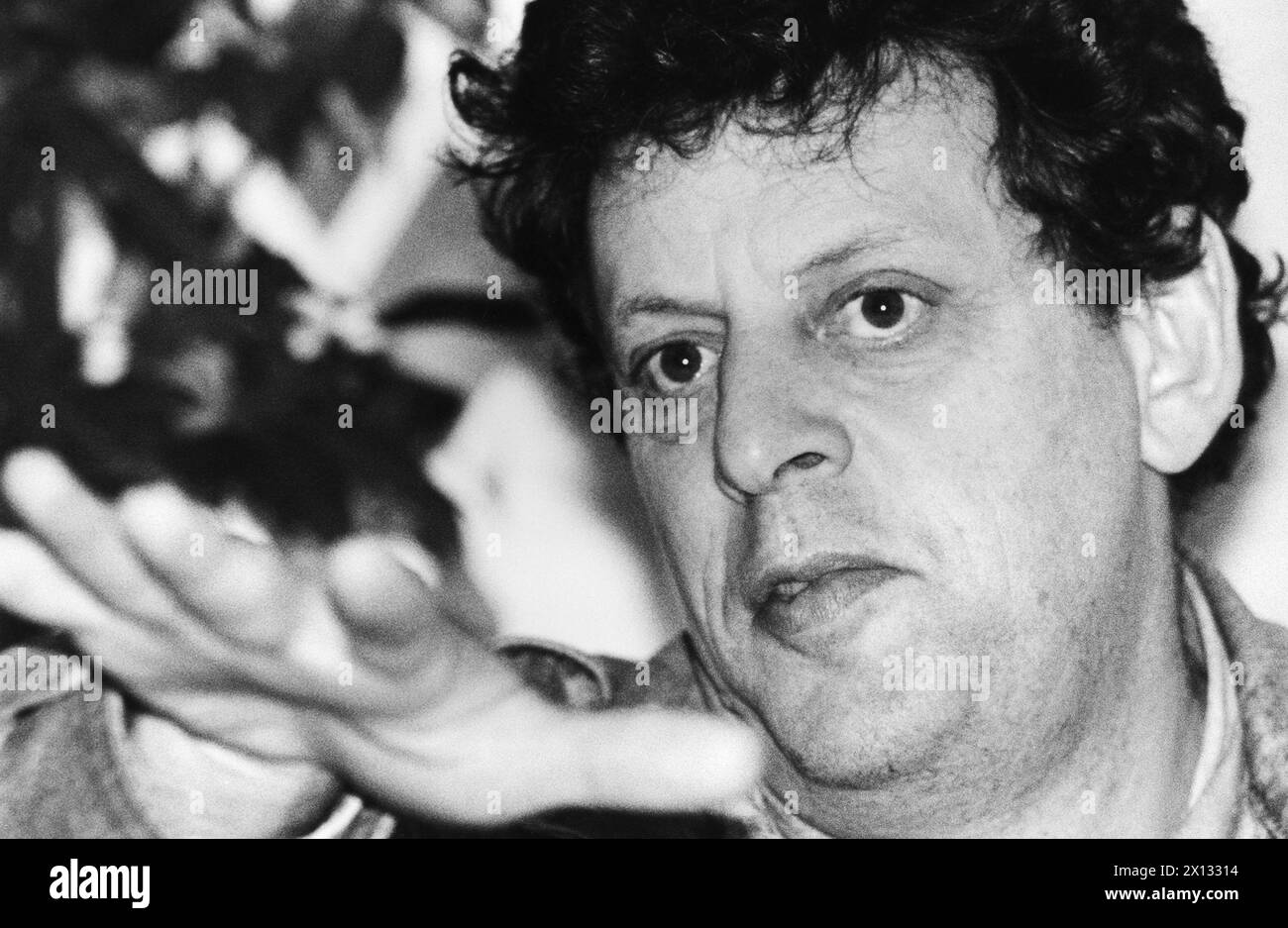 Composer Philip Glass during a press conference in Vienna on July 14th ...