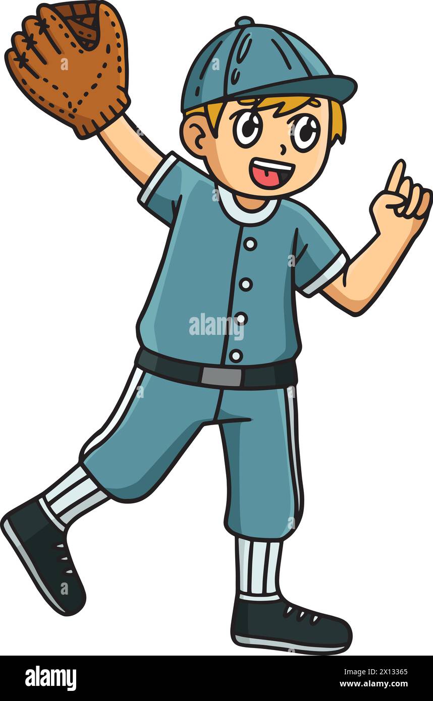 Baseball Boy Pitcher Waving Cartoon Clipart Stock Vector Image & Art ...