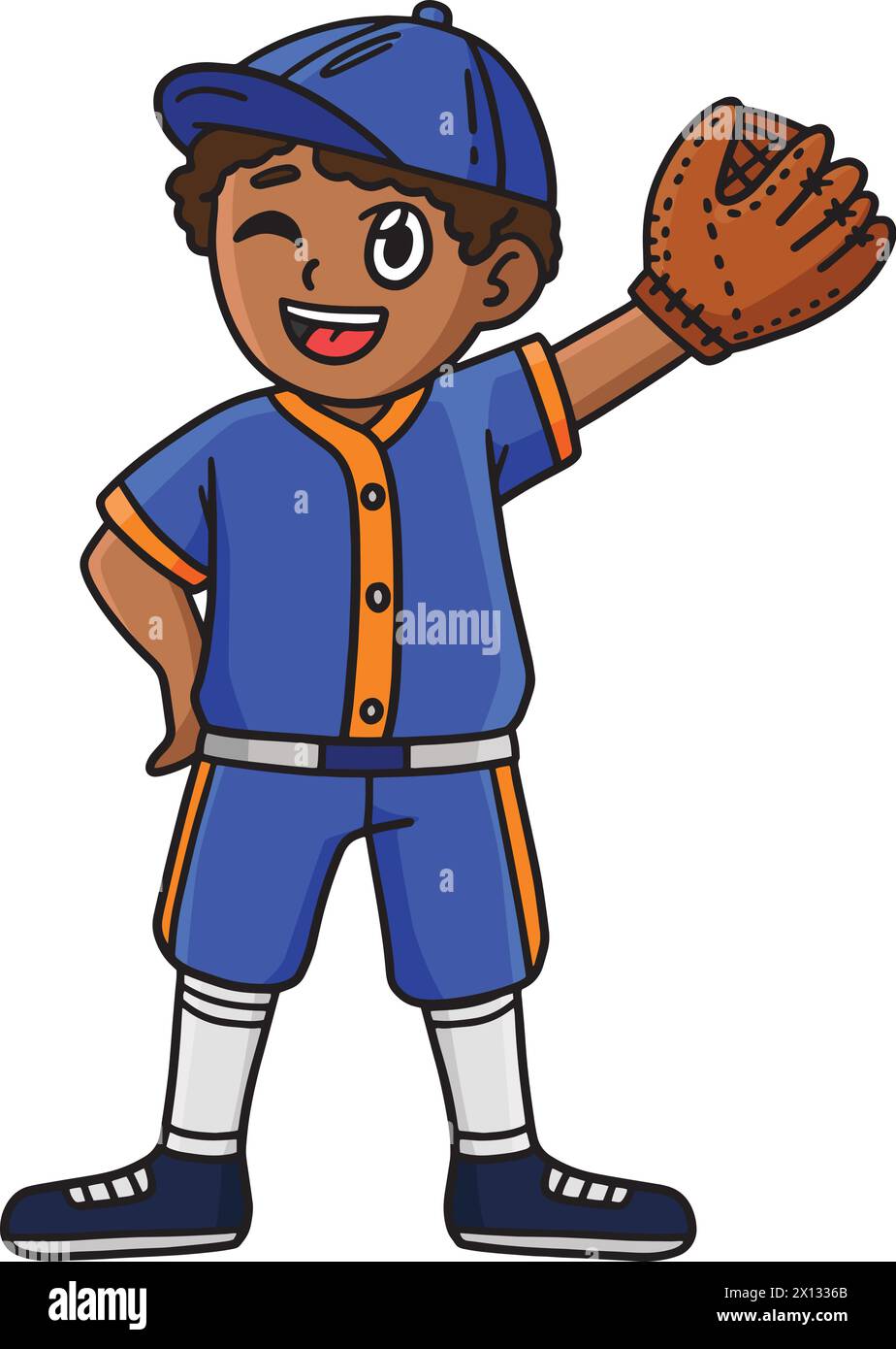 Baseball Boy Pitcher Waving Cartoon Clipart Stock Vector Image & Art ...