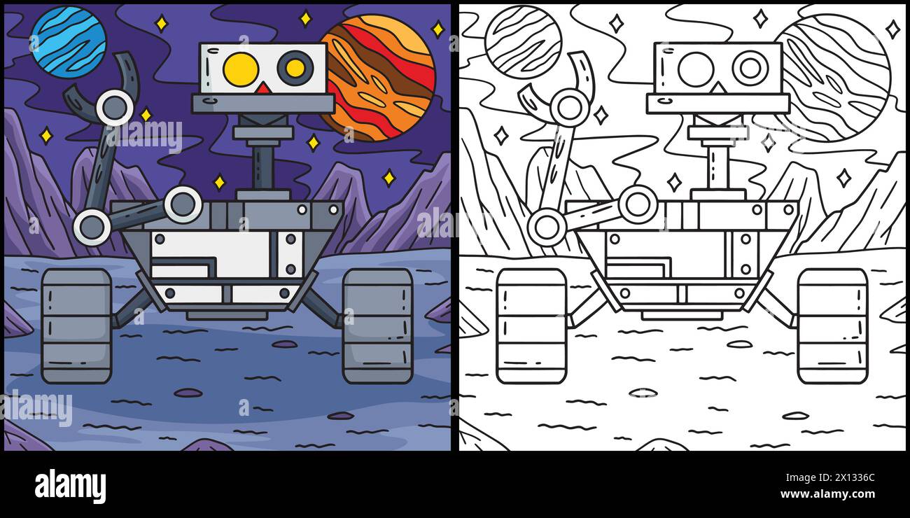 Rover Robot Coloring Page Colored Illustration Stock Vector Image & Art ...