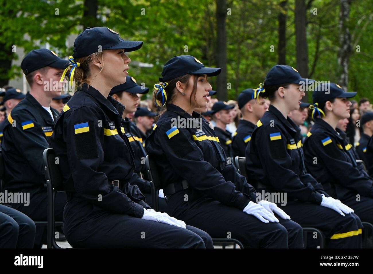 LVIV, UKRAINE - APRIL 15, 2024 - Cadets are pictured during the ...