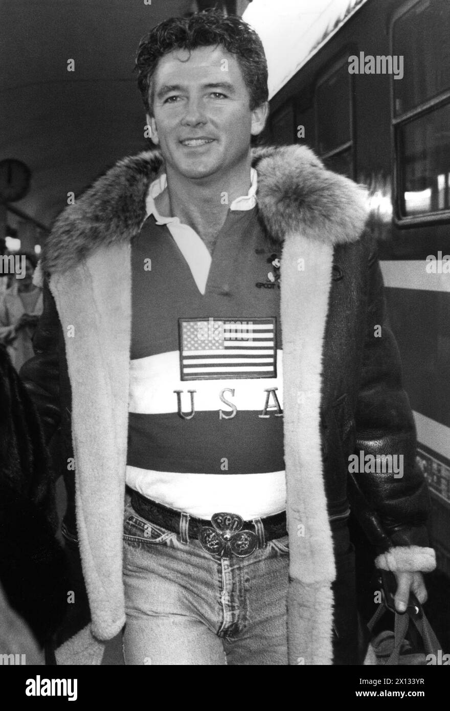 Starring of the US-soap "Dallas", Patrick Duffy alias Bobby Ewing, arrives at Vienna's airport ...