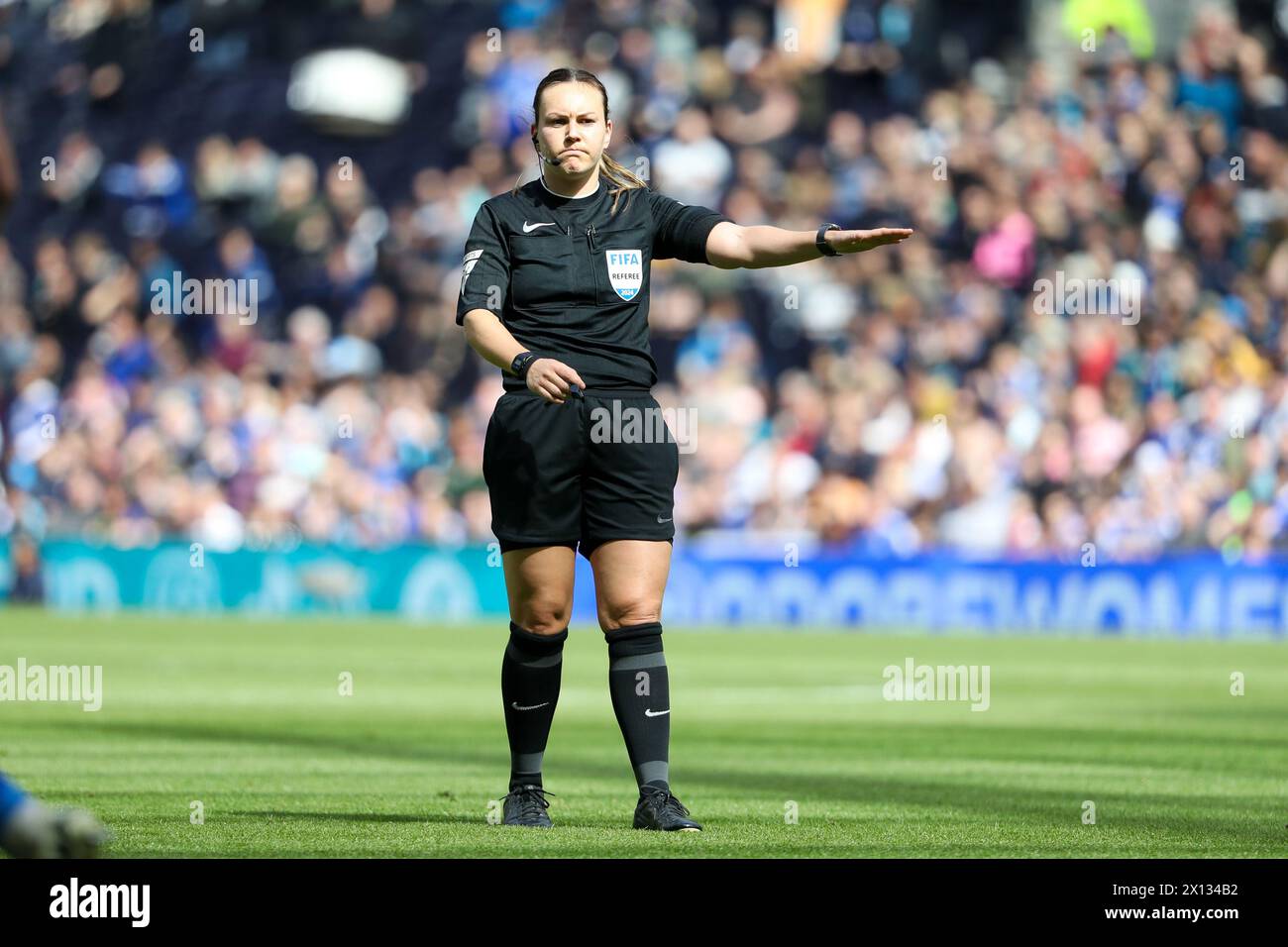 London, UK. 14th April, 2024. Emily Heaslip (referee) during the Adobe ...
