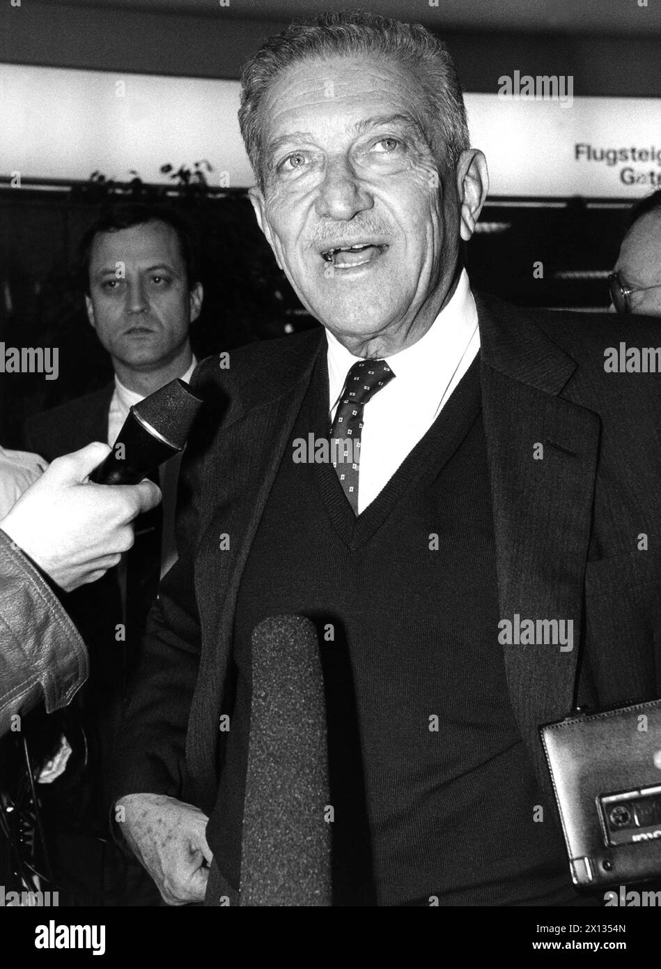 Vienna on January 3rd 1990: Israeli science minister Ezer Weizmann ...