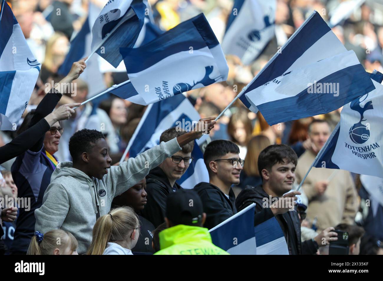 London, UK. 14th April, 2024. Tottenham supporters during the Adobe ...