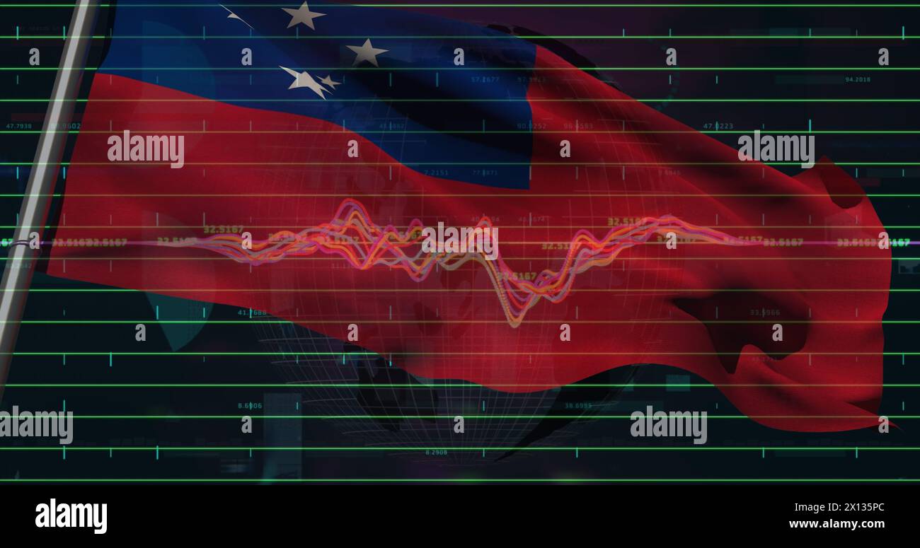 Image of data processing over flag of samoa Stock Photo - Alamy