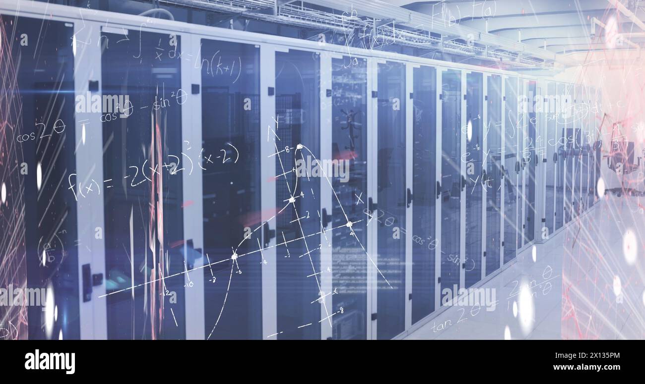 Image of processing data and maths calculations over computer server ...