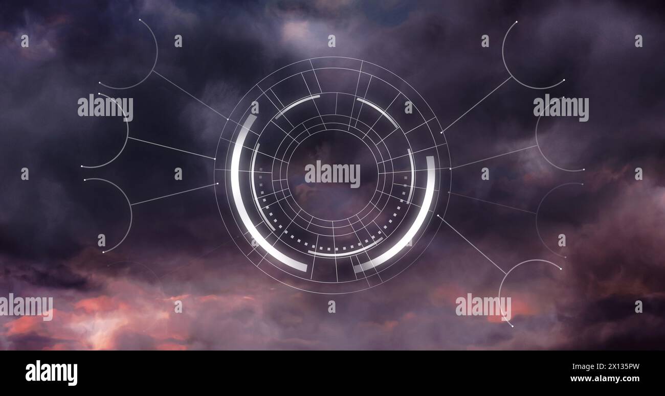 Animation round scanner spinning against hi-res stock photography and ...