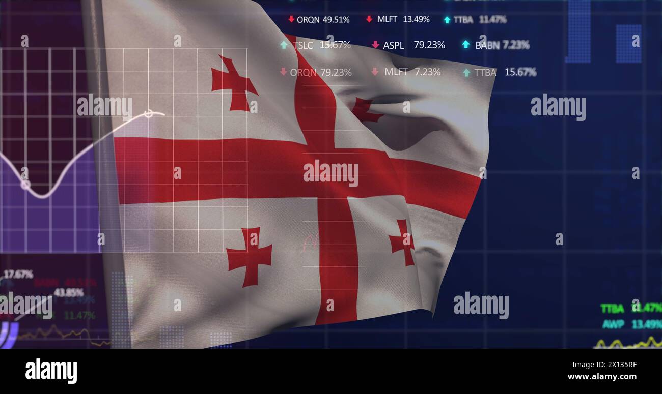 Image of data processing over flag of georgia Stock Photo - Alamy