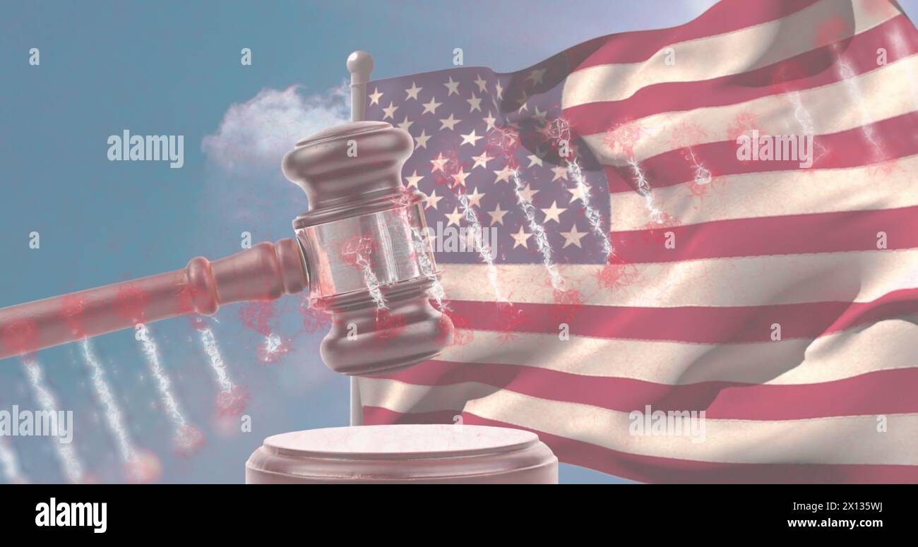 Image of dna strand over gavel and flag of usa Stock Photo - Alamy