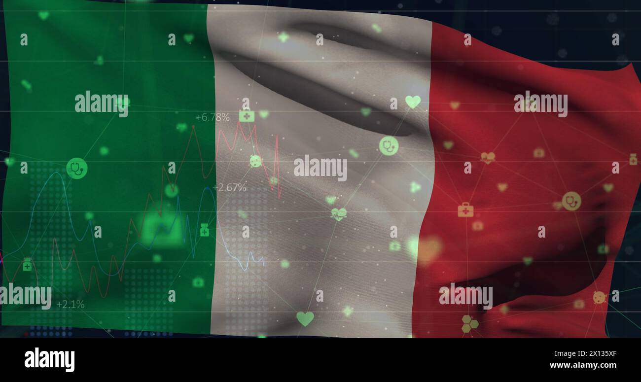 Image of data processing over flag of italy Stock Photo - Alamy