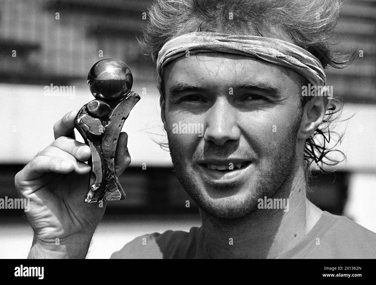Voesendorf on May 28th 1990: Football player Gerhard Rodax presents the ...