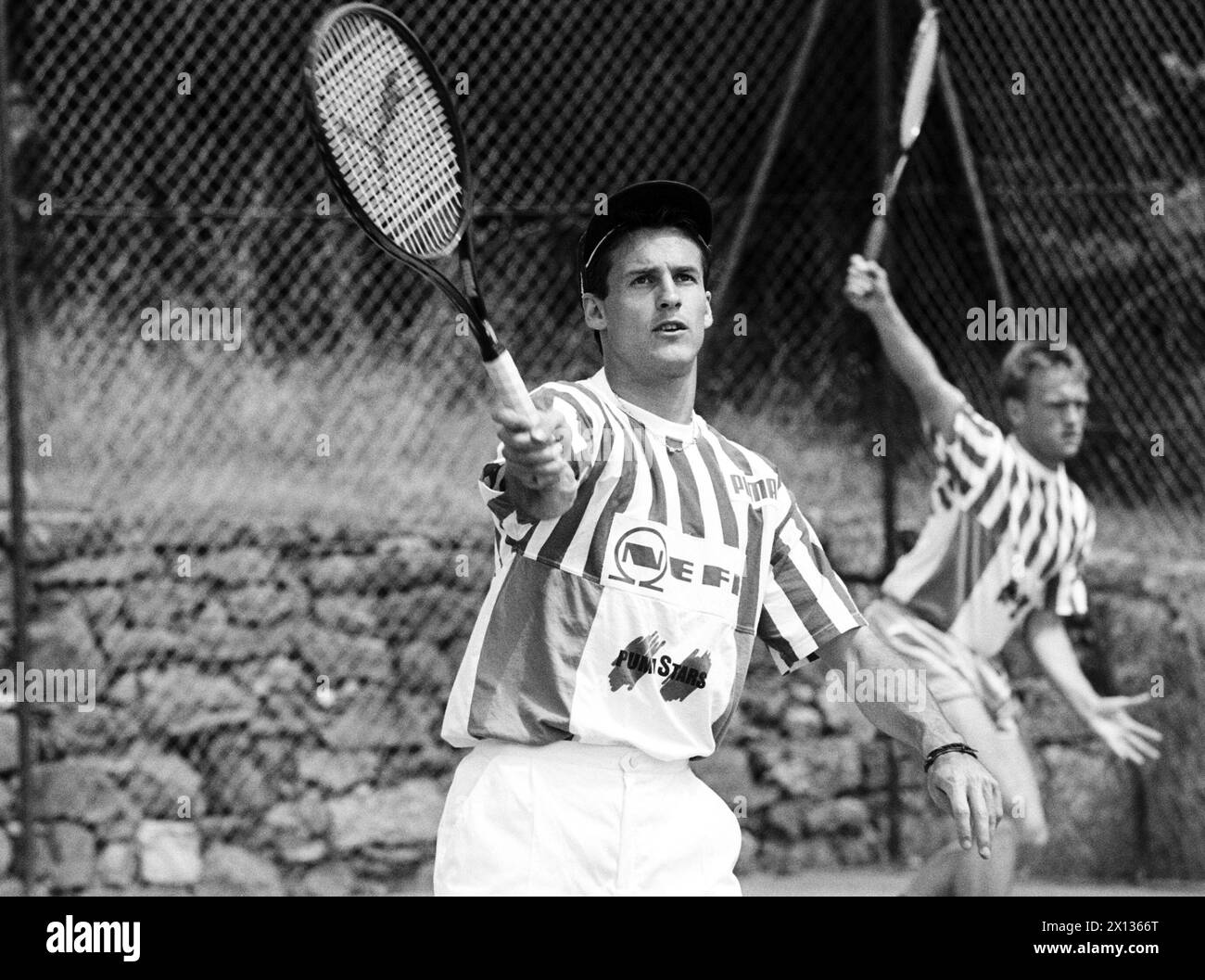 Football World Championship 1990: Michael Konsel (l.) and Michael ...