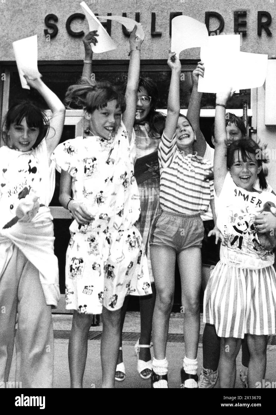 Vienna on June 27th 1990: Students are happy about the end of school ...