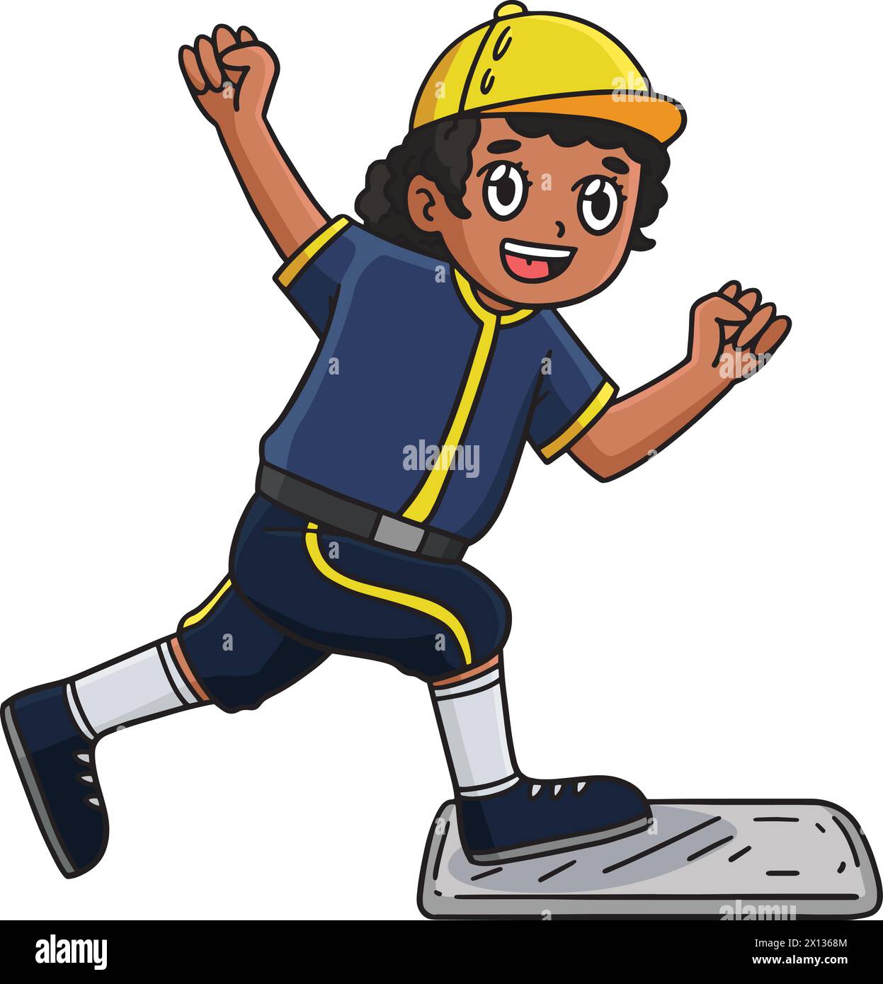 Baseball Girl Reaching Base Cartoon Clipart Stock Vector Image & Art ...