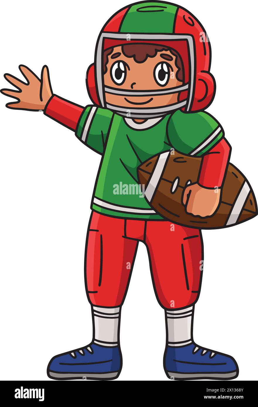 American Football Player Cartoon Colored Clipart Stock Vector Image ...