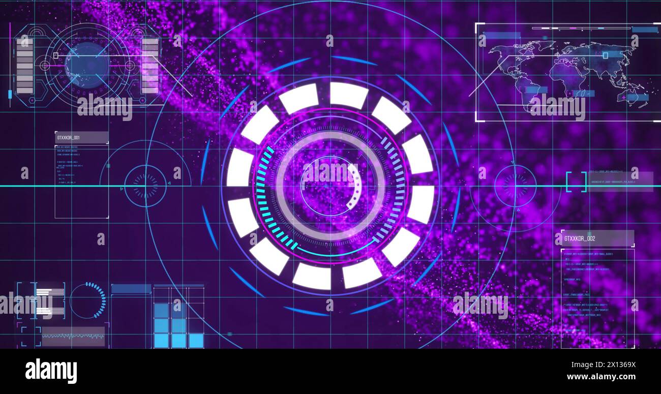 Image of data processing with scope scanning over light spots on black background Stock Photo ...