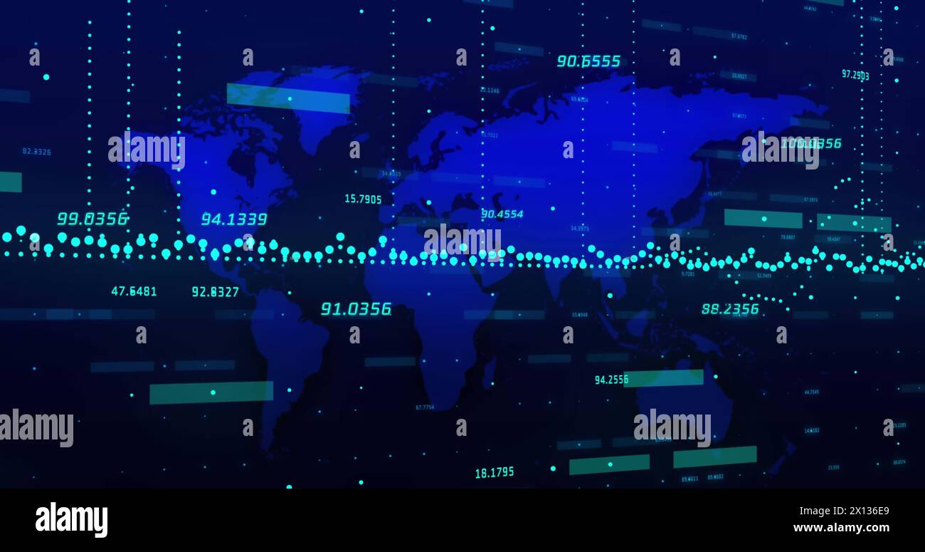 Graph numbers over world map hi-res stock photography and images - Alamy