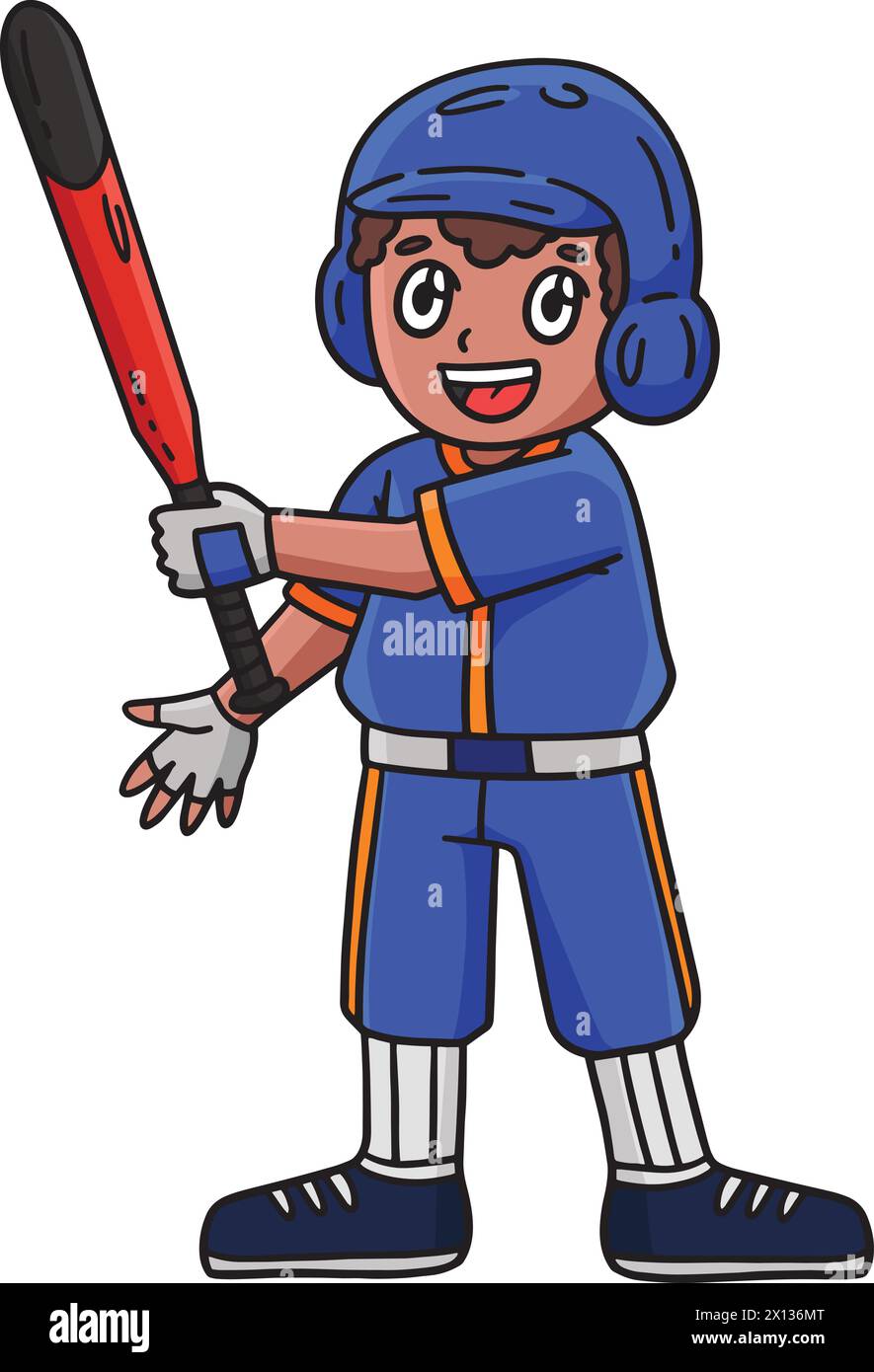 Boy Holding a Baseball Bat Cartoon Colored Clipart Stock Vector Image ...