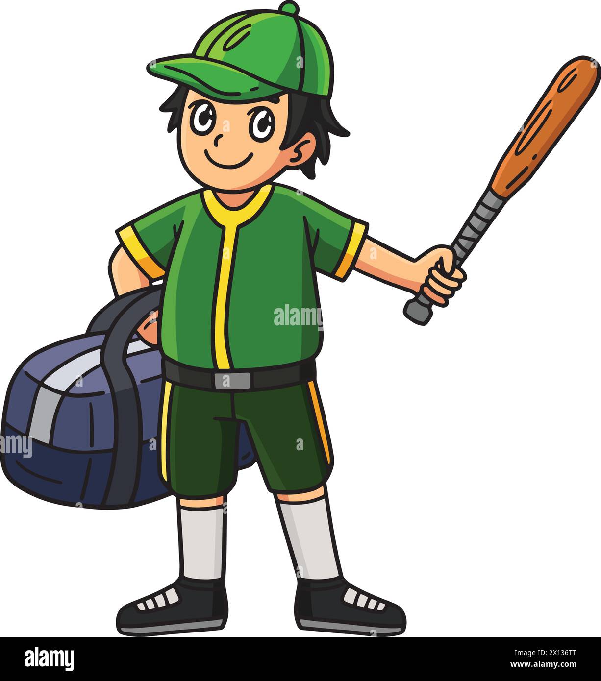 Girl with a Sports Bag and Baseball Bat Clipart Stock Vector Image ...