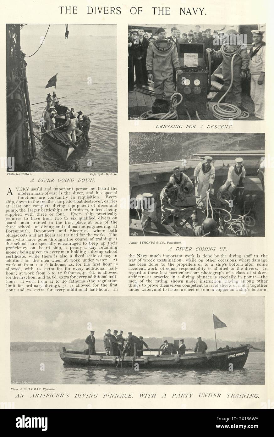 Vintage picture of British Royal navy divers, 1890s, 19th Century Stock ...