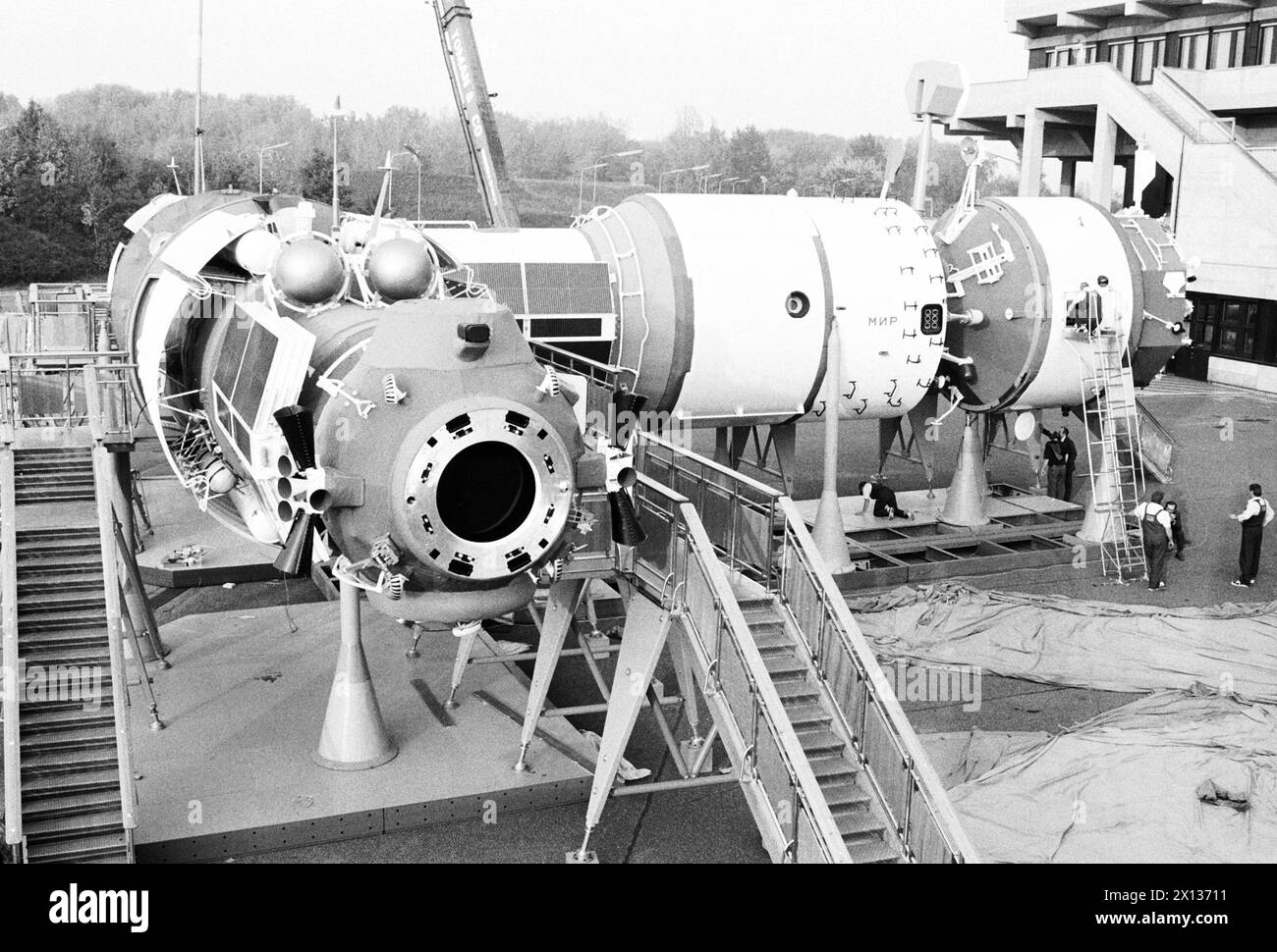 The model of the MIR, the Russian space station, at the World Tech ...