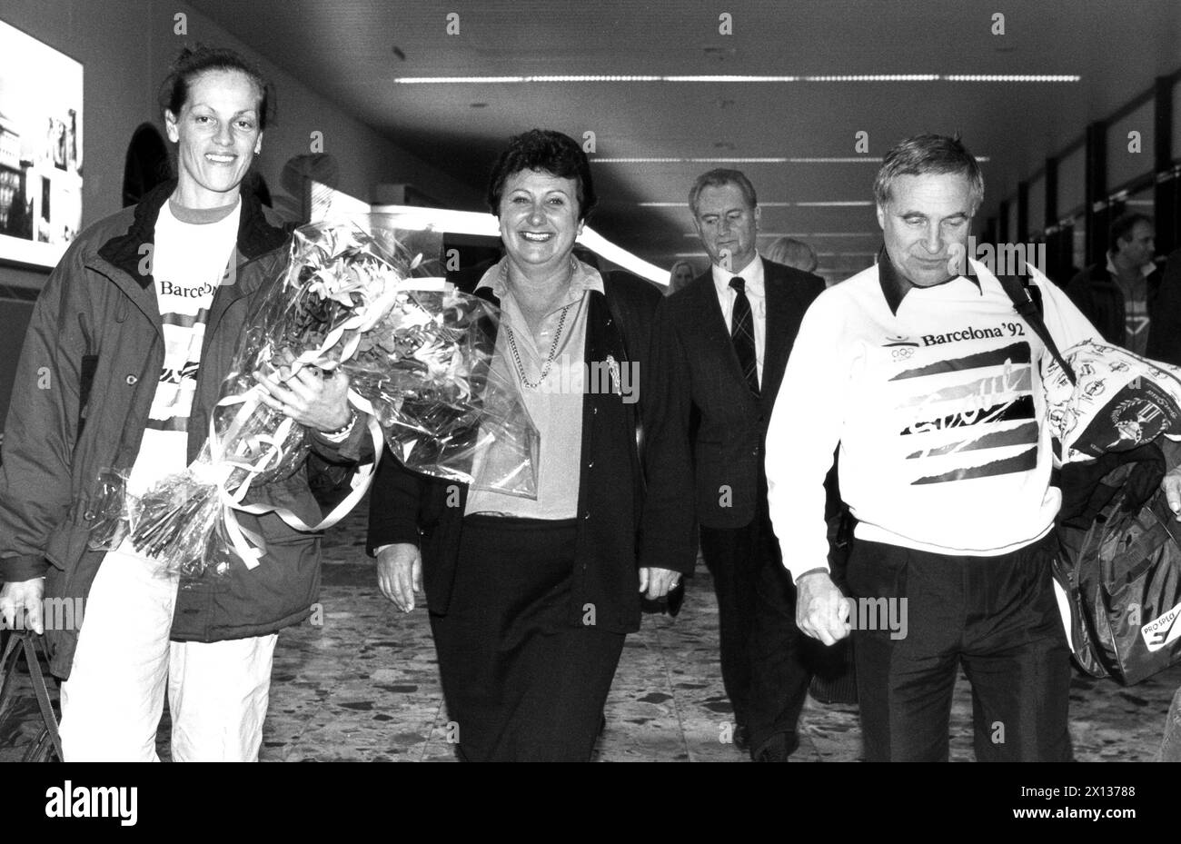 Vienna on December 6th 1992: Arrival of Austria's successful handball ...